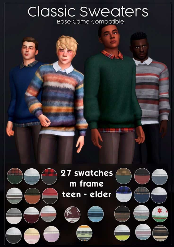 31+ Must-Have Sims 4 Sweater CC for Male and Female Sims (Maxis Match)